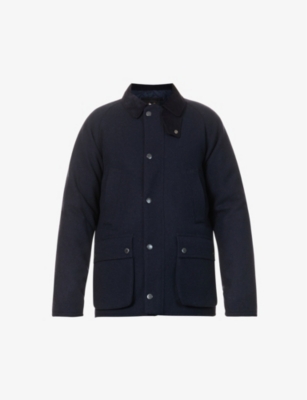 Barbour Mens Navy Bedale Corduroy-collar Regular-fit Wool Jacket | ModeSens