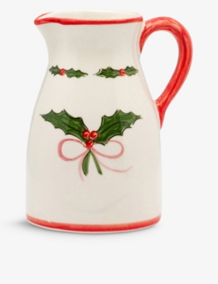 ANNA + NINA - Christmas Holly Jolly ceramic jug 13cm | Selfridges.com