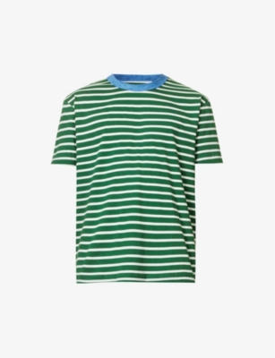 HOWLIN - Boogie contrast-trim striped cotton-jersey T-shirt ...