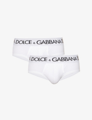 DOLCE & GABBANA - Pack of two logo-waistband low-rise stretch-cotton ...