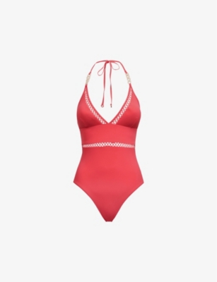 REISS - Ray halter-neck chain-embellished swimsuit | Selfridges.com