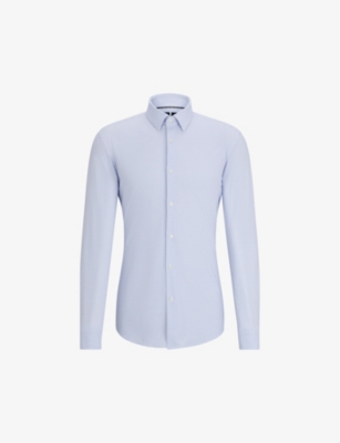 Hugo Boss Micro-print Slim-fit Stretch-woven Shirt In Blue | ModeSens