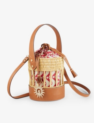 SANDRO - Patterned woven raffia bucket bag | Selfridges.com