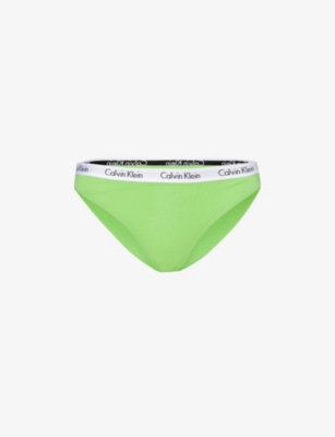 Calvin Klein Womens Green Flash Carousel Mid Rise Stretch Cotton Briefs
