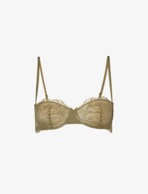 Calvin Klein Womens Dusky Green Floral-pattern Stretch-lace Balconette Bra | ModeSens