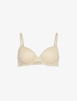CALVIN KLEIN - Sheer Marquisette floral-embroidered stretch-lace bra ...