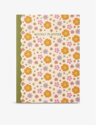 RASPBERRY BLOSSOM - Retro floral-print weekly planner 15cm x 21cm ...