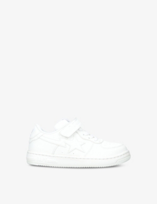 A Bathing Ape Boys White Kids Bape Sta #1 Leather Low-top Trainers ...
