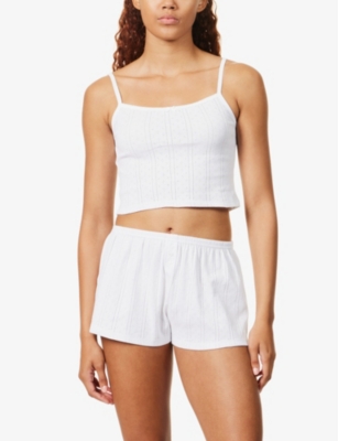 COU COU INTIMATES: Pointelle Cropped Cotton Top