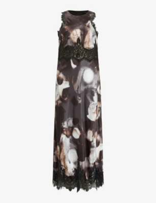 ALLSAINTS - Alula lace-trimmed satin midi dress | Selfridges.com