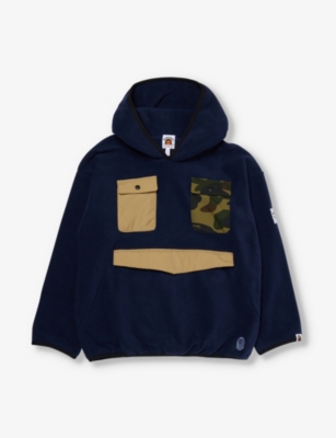A BATHING APE - Brand-patch relaxed-fit fleece hoody 10-16 years ...