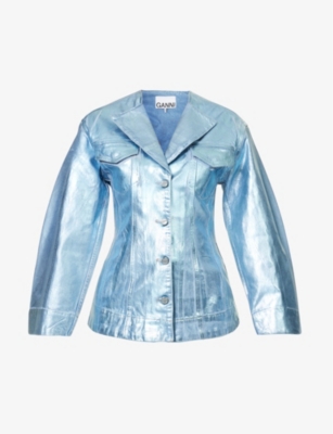 GANNI - Metallic regular-fit foiled-denim jacket | Selfridges.com