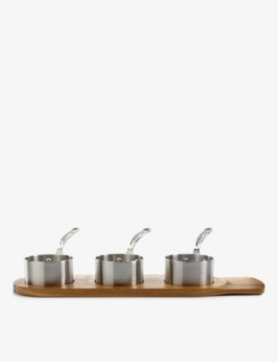 SAMUEL GROVES - Mini set of three stainless-steel saucepans ...
