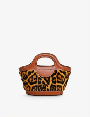 MARNI - Tropicalia micro leopard-print shearling top-handle bag ...