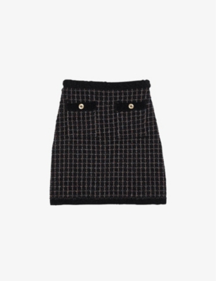 SANDRO - Vella metallic-thread knitted mini skirt | Selfridges.com