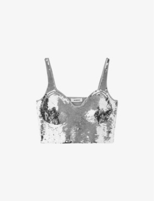 SANDRO - Sequin-embellished stretch-woven bralette | Selfridges.com