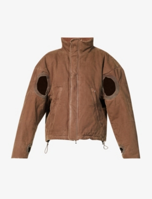 B1 ARCHIVE - Cut-out funnel-neck boxy-fit cotton-canvas jacket ...