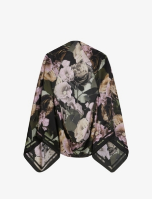 TED BAKER - Abiaii floral-print textured-silk cape | Selfridges.com
