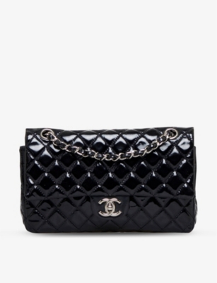 RESELFRIDGES - Logo-embellished patent-leather cross-body bag ...