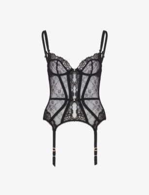 AGENT PROVOCATEUR - Edwina bow-embellished mesh basque | Selfridges.com