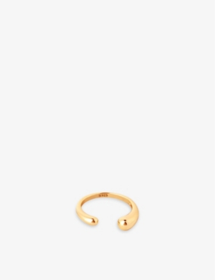 ASTRID & MIYU - Molten 18ct yellow gold-plated sterling-silver open ring | Selfridges.com