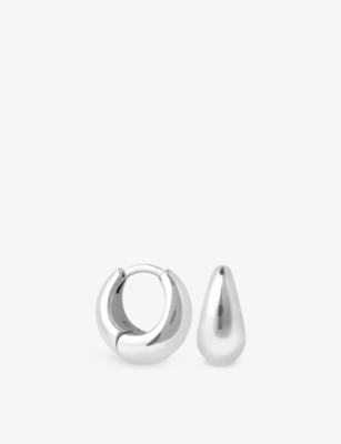 ASTRID & MIYU - Dome rhodium-plated recycled sterling-silver huggies ...