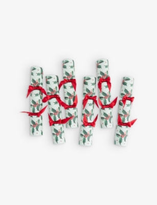 SELFRIDGES EDIT - Holly-pattern paper Christmas crackers box of six ...