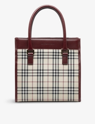 RESELFRIDGES - Pre-loved Burberry House Check canvas tote bag ...