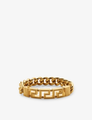 Versace Womens Gold Greca Brass Chain Bracelet | ModeSens