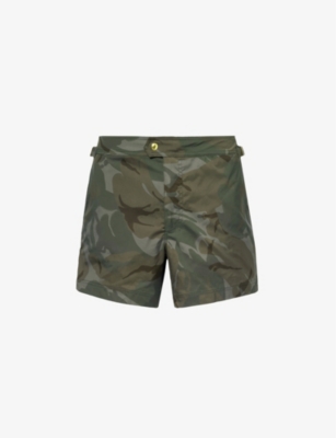 Tom Ford Mens Combo Green Camouflage-print Waist-adjuster Swim Shorts ...