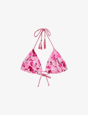 Ted Baker Womens Brt-pink Alaniaa Reversible Floral-print Bikini Top In ...