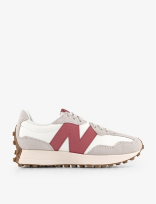 NEW BALANCE - 327 logo-embroidered suede and woven low-top trainers ...