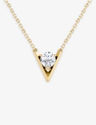 VRAI - Solitaire 14ct yellow-gold and 1.5ct lab-grown diamond pendant ...