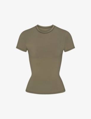 SKIMS - Ribbed stretch-cotton T-shirt | Selfridges.com