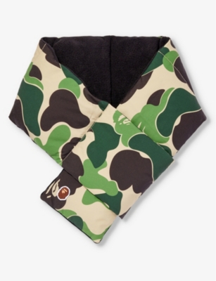 A BATHING APE - Camouflage-patterned brand-embroidered shell-down scarf ...