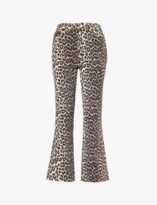 GANNI - Betzy flared-leg leopard-print stretch organic-cotton jeans ...