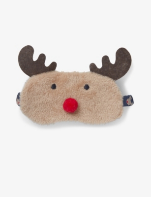 THE LITTLE WHITE COMPANY - Jingles reindeer teddy-fleece eye mask ...