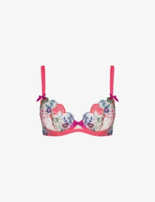 AGENT PROVOCATEUR - Zuri floral-embroidered mesh plunge bra ...