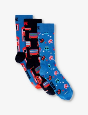 HAPPY SOCKS - London pack of three stretch-cotton-blend socks | Selfridges.com
