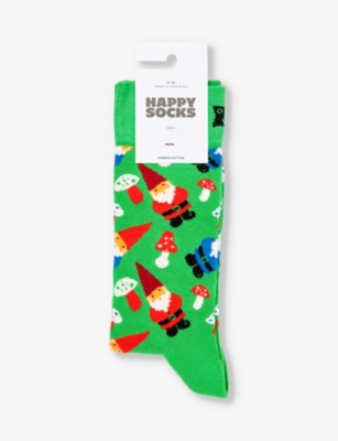 HAPPY SOCKS - Christmas Gnome graphic-print stretch-cotton-blend socks | Selfridges.com