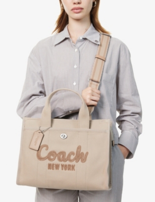 Coach Logo Canvas Cargo Tote Bag In Lh/dark Natural | ModeSens