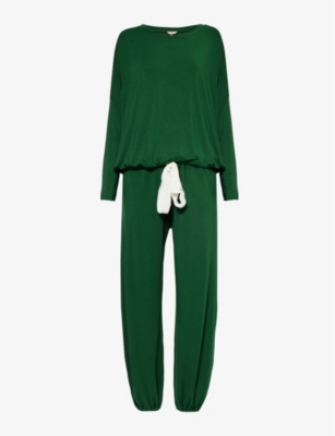 Eberjey Gisele Slouchy Relaxed-fit Stretch-jersey Pyjamas In Forest ...