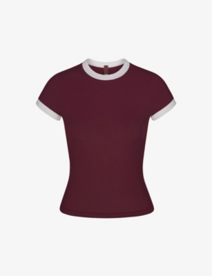SKIMS - Soft Lounge crewneck contrast-trim stretch-modal T-shirt ...