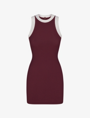 SKIMS - Soft Lounge contrast-trim crewneck stretch-modal mini dress ...