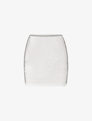 SKIMS - SKIMS x Swarovski crystal-embellished stretch-woven mini skirt ...