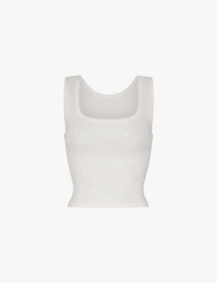 SKIMS - SKIMS x Swarovski crystal-embellished stretch-cotton top ...