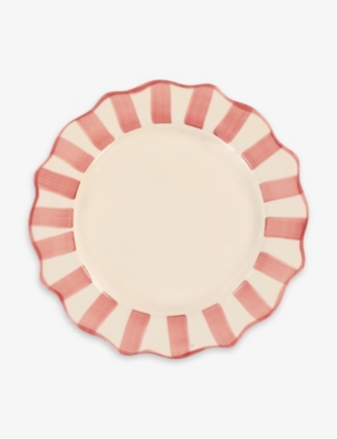 ANNA + NINA - Scalloped stripe earthenware breakfast plate 27cm ...