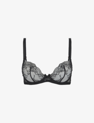 Agent Provocateur Womens Black Isedora Bow-embellished Lace Underwired ...