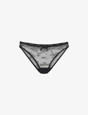 Agent Provocateur Womens Black Isedora Floral-lace Low-rise Mesh Briefs ...