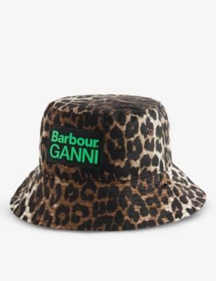 BARBOUR - Barbour x GANNI leopard-print waxed-cotton bucket hat ...